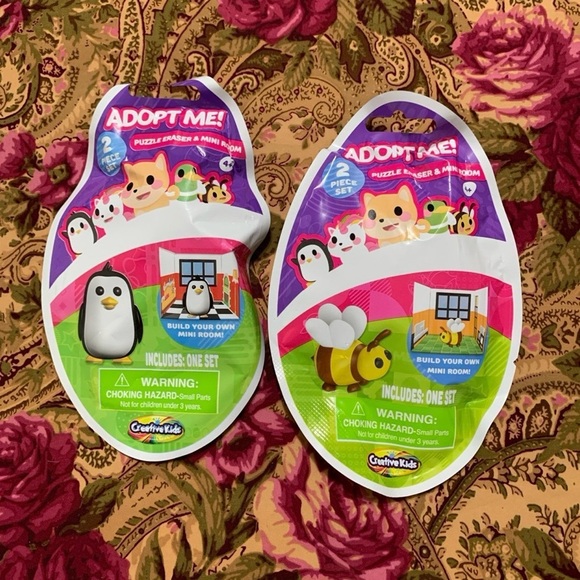 Other | X2 Adopt Me Puzzle Eraser Mini Room Penguin Bee Price Firm ...